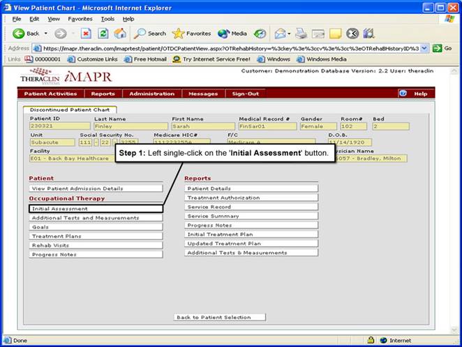 Step 4: Accessing the Initial Assessment Screen