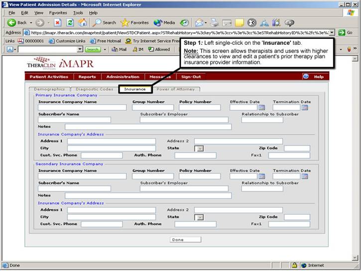 Step 7: Viewing the Insurance Provider Information