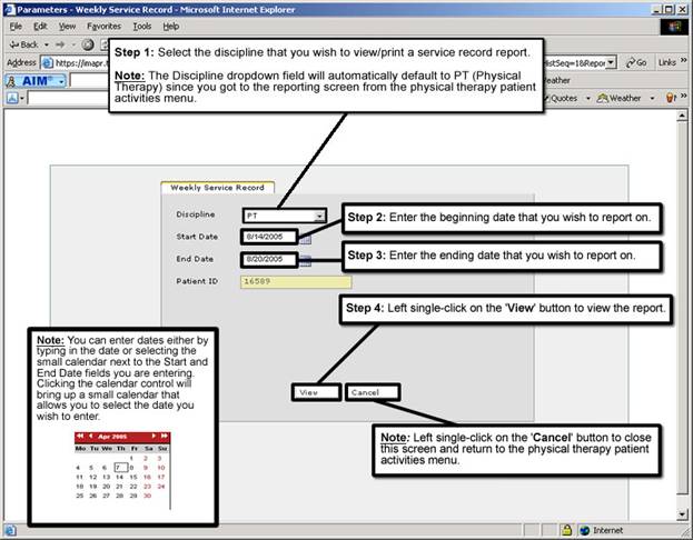 Step 4: Entering the Reporting Parameters