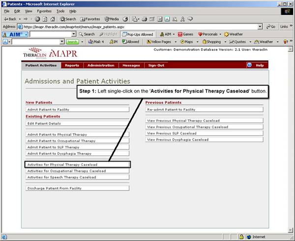 Step 1: Accessing the Physical Therapy Menu