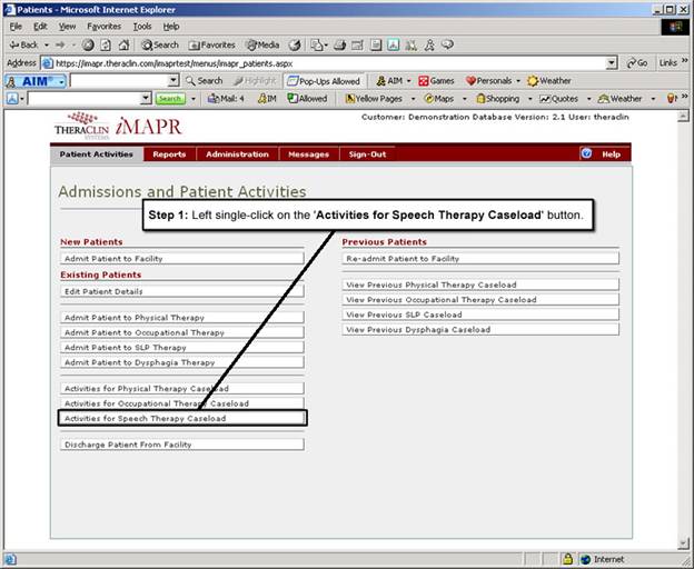 Step 1: Accessing the Speech Therapy - SLP Menu