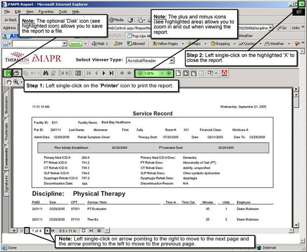 Step 3: Viewing and Printing the Report