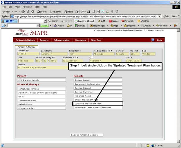 Step 3: Accessing the Updated Treatment Plan Report