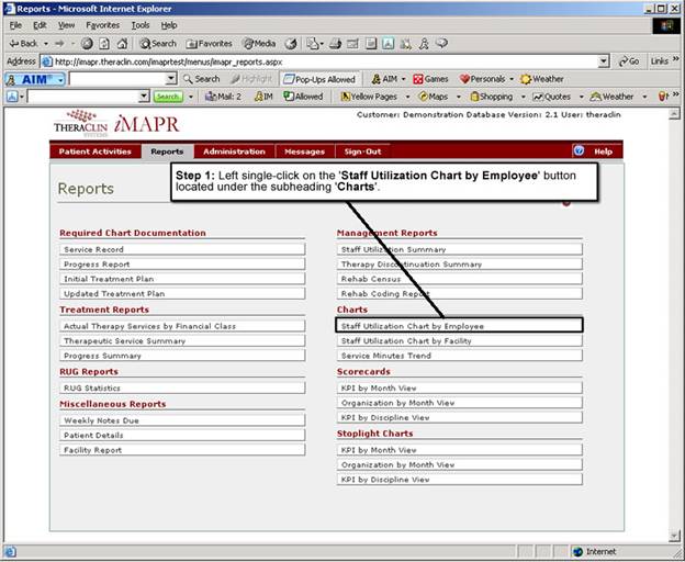 Step 1: Accessing the Staff Utilization Chart by Employee Report