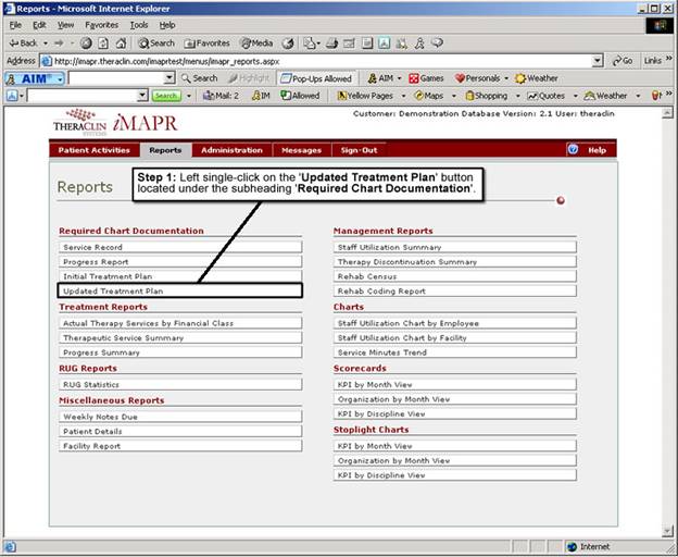Step 1: Accessing the Initial Treatment Plan Report